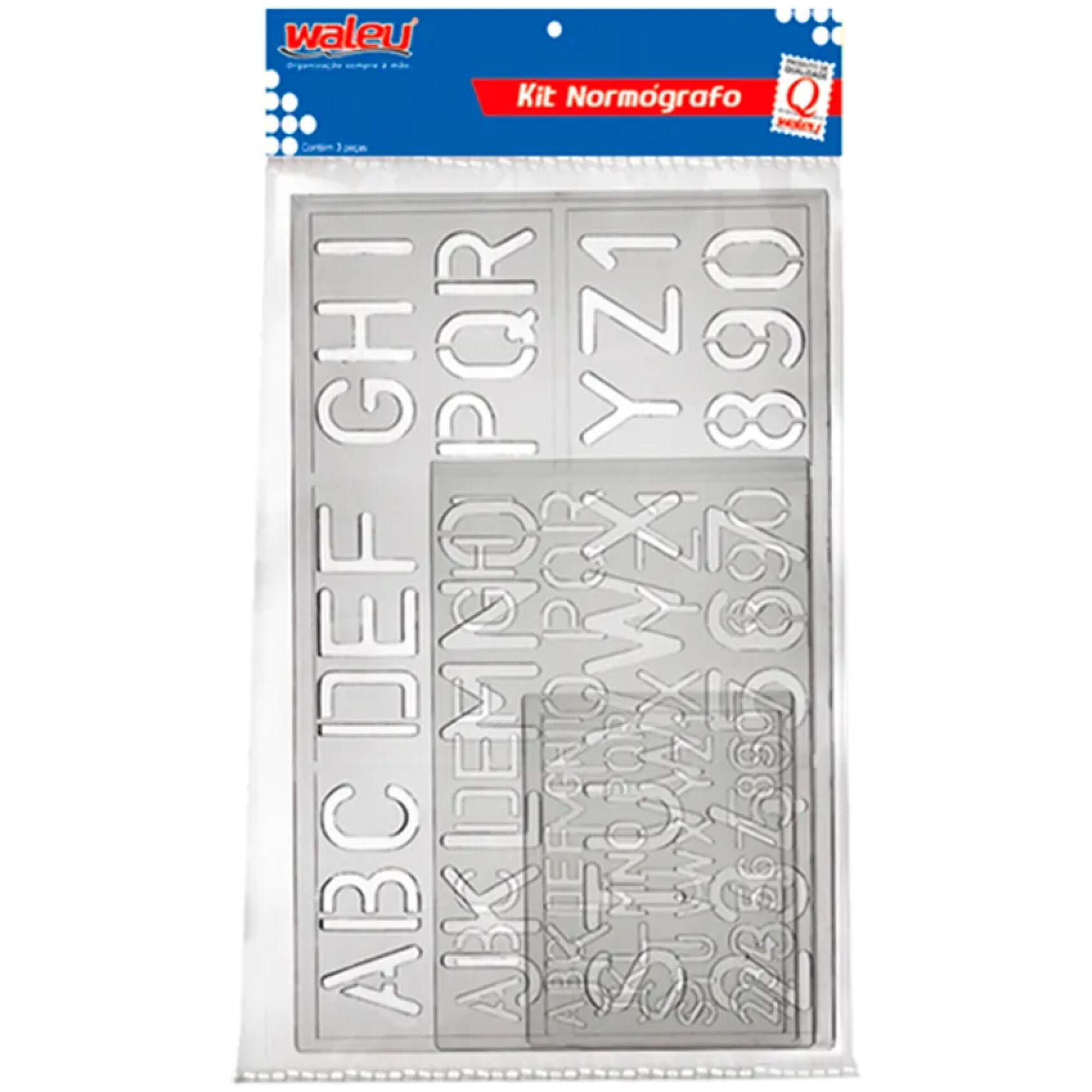 KIT NORMÓGRAFO CRISTAL – WALEU – Atual Papelaria