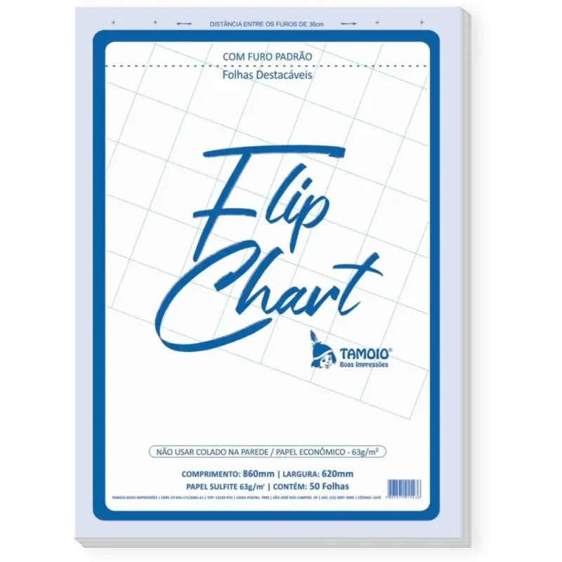 Bloco Flip-Chart 860 mm X 620 mm C/ 50 Fls.- Tamoio – Atual Papelaria